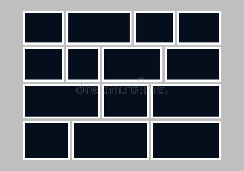 Photo Frame Template with Collage Grid Effect Stock Vector ...