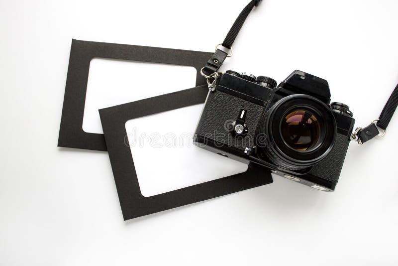 Photo frame with camera stock image. Image of snapshot - 99587027
