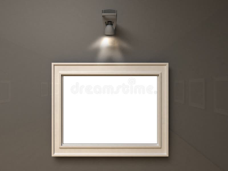 Photo Frame Wall with Projector. 3d Rendering Illustration Stock ...