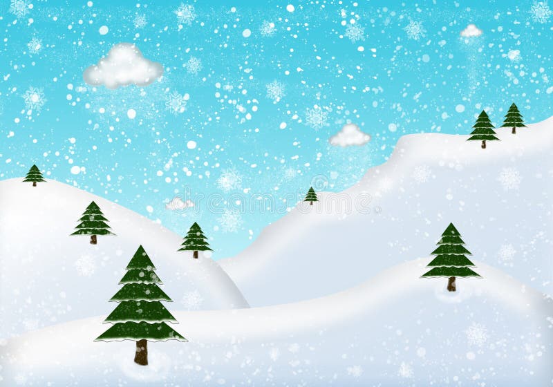 Photo Frame Winter with Fir and Snow Stock Illustration - Illustration ...