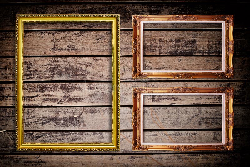 Photo Frame on Wood Wall Texture. Stock Photo - Image of antique, room ...