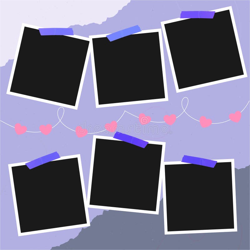 Photo Frames of Collage Art Template Attractive Design Blue Color Stock ...