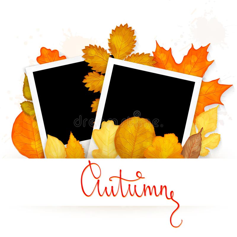 Photo Frames with Colorful Autumn Leaves Stock Vector - Illustration of ...