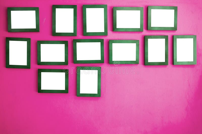 Photo Frames on the Colorful Wall Stock Image - Image of border ...