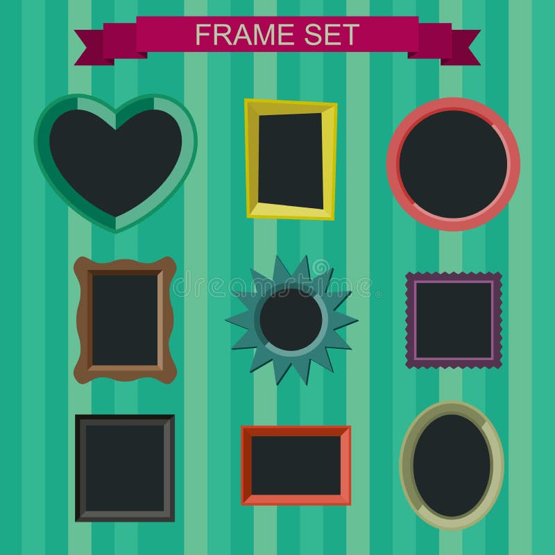 Photo Frames in Flat Style. Stock Vector - Illustration of green ...
