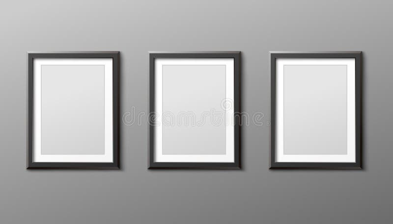 Photo Frames Hanging Vertically Realistic Vector Mockup Illustration ...