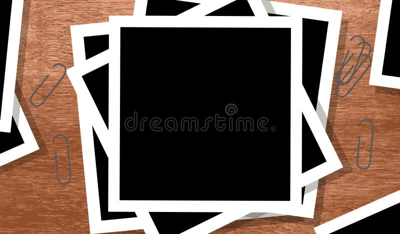 Photo Frames Isolated Vector on Wood Grain Texture Background for Copy ...