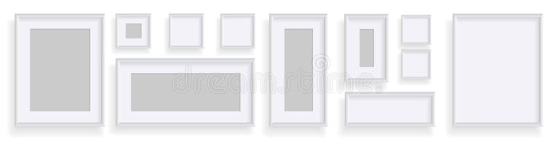Photo Frames Isolated on White, Rectangular Frames Mockup. Set of Empty ...