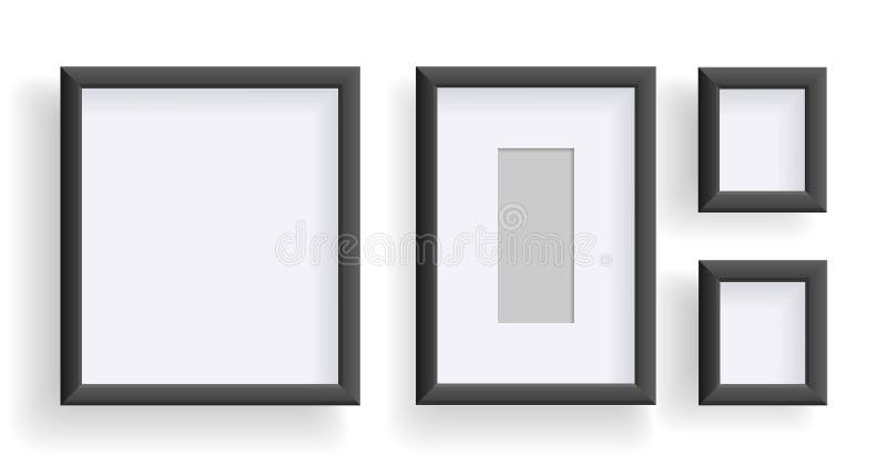 Photo Frames Isolated on White, Rectangular Frames Mockup. Set of Empty ...