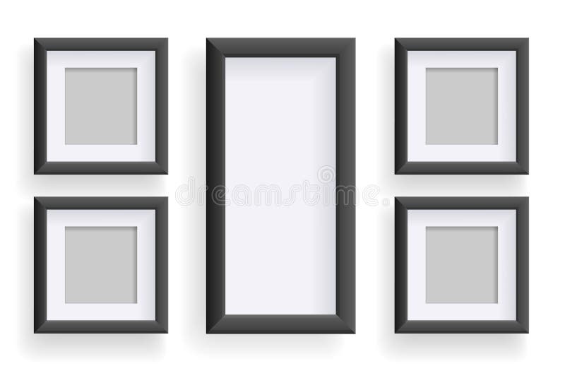 Photo Frames Isolated on White, Rectangular Frames Mockup. Set of Empty ...