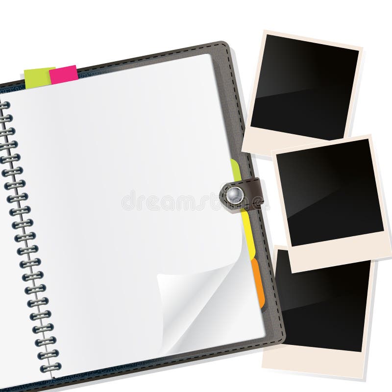 Aged Photo Album Pages with Retro Photo Frames Stock Vector ...