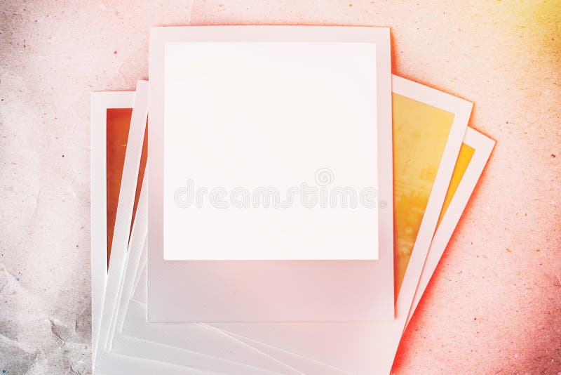 Photo Frames on Paper Background with Sun Flare and Warm Light. Stock ...
