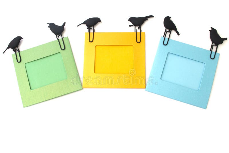 Photo Frames with Paper Clips on the White Stock Image - Image of ...