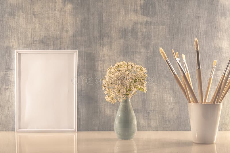 Photo Frames on a Wall in an Interior with Empty Space. Stock Image ...