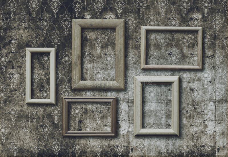 Photo frames on wall stock image. Image of grunge, pattern - 187122985