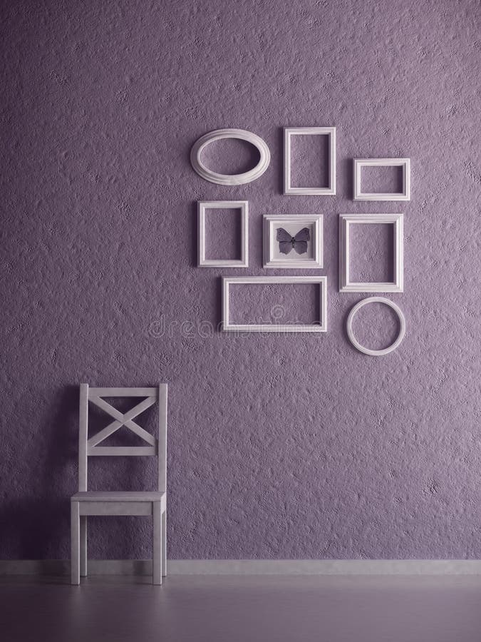 Photo Frames on Wall in Vintage Interior Design Stock Photo - Image of ...