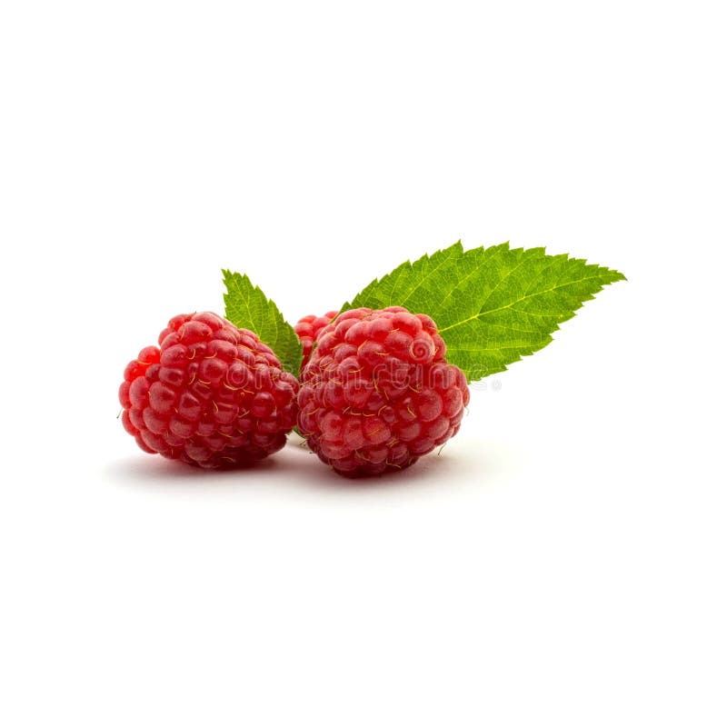 Photo of Fresh Red Raspberry with Leaves Isolated on White Background ...