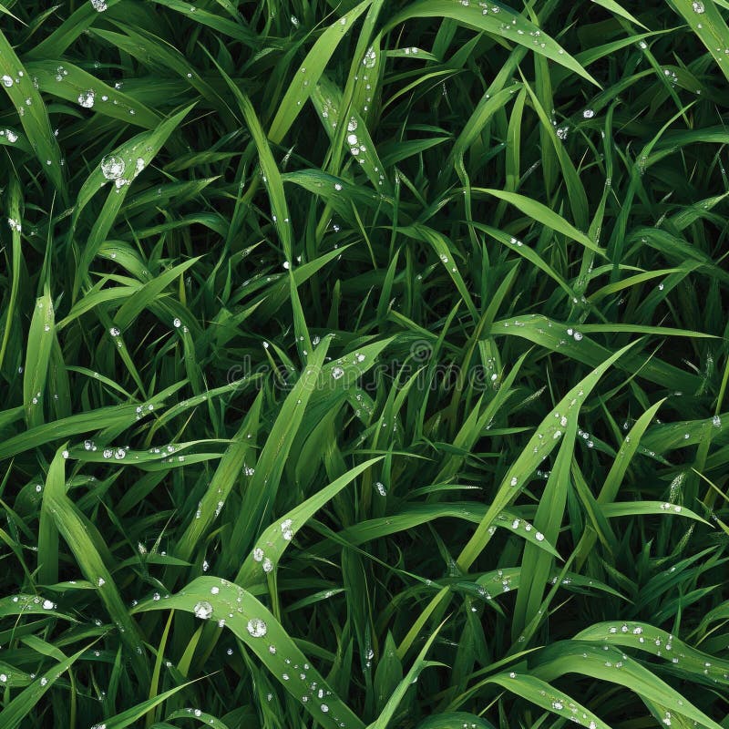Photo of Freshly Watered Grass, Seamless Texture, with Small Dew Drops ...