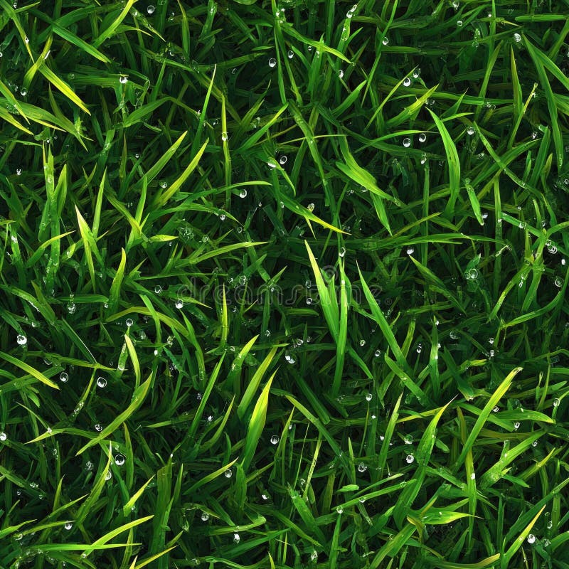 Photo of Freshly Watered Grass, Seamless Texture, with Small Dew Drops ...