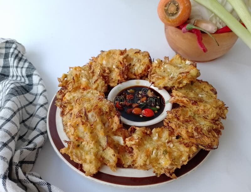 Photo of Fried Vegetable Bakwan on a Plate Stock Image - Image of plate ...