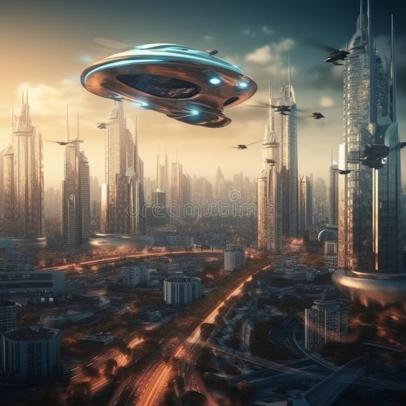 Photo of a Futuristic City Skyline with Flying Cars Generative AI Stock ... Photo of a Futuristic City Skyline with Flying Cars Generative AI Stock ...