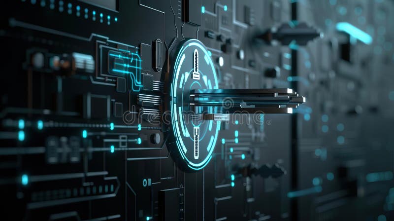 Photo of a Futuristic Key and Password Interface with AI Emblem ...