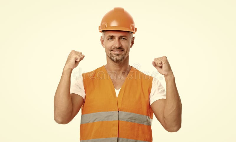 Photo of Glad Man Engineer Wearing Reflective Vest. Man Engineer ...