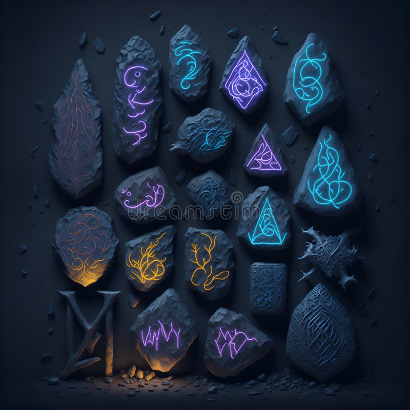 Ai Generated Glowing Rocks Illuminated by Neon Lights Stock ...