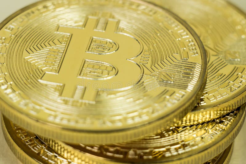 Photo of Golden Bitcoin Virtual Currency Coin. Stock Image - Image of ...
