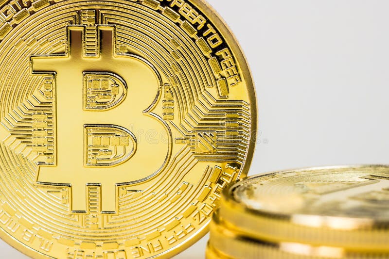 Photo of Golden Bitcoin Virtual Currency Coin. Stock Image - Image of ...