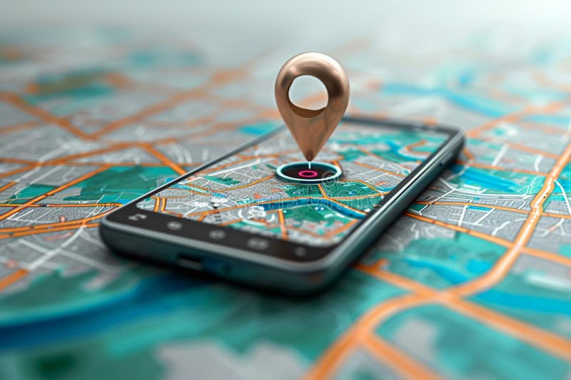 Photo GPS Navigation Application on Smartphone with Vibrant Pinpoint ...