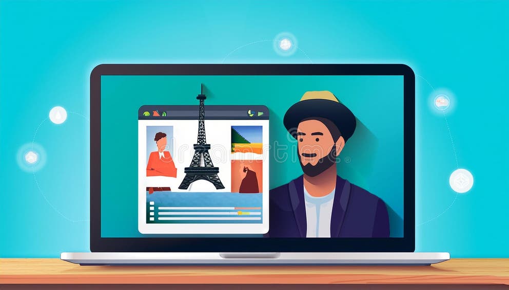 Photo or Graphic on Laptop Computer Screen with Design or Image Editing ...