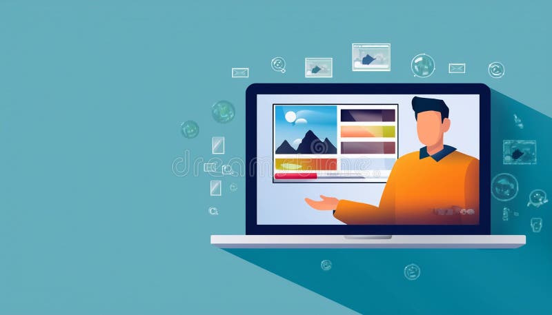 Photo or Graphic on Laptop Computer Screen with Design or Image Editing ...