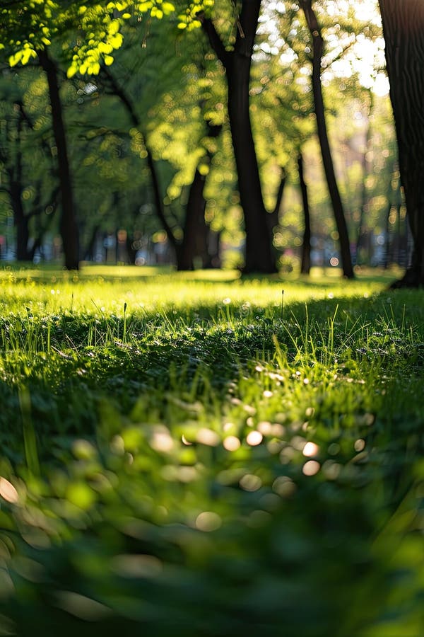 Grassy Area with Trees and Foreground Grass Stock Illustration ...