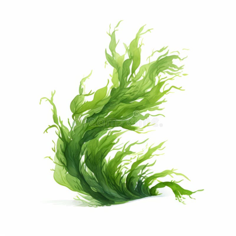 Vibrant Surreal Green Algae Illustration on White Background Stock ...