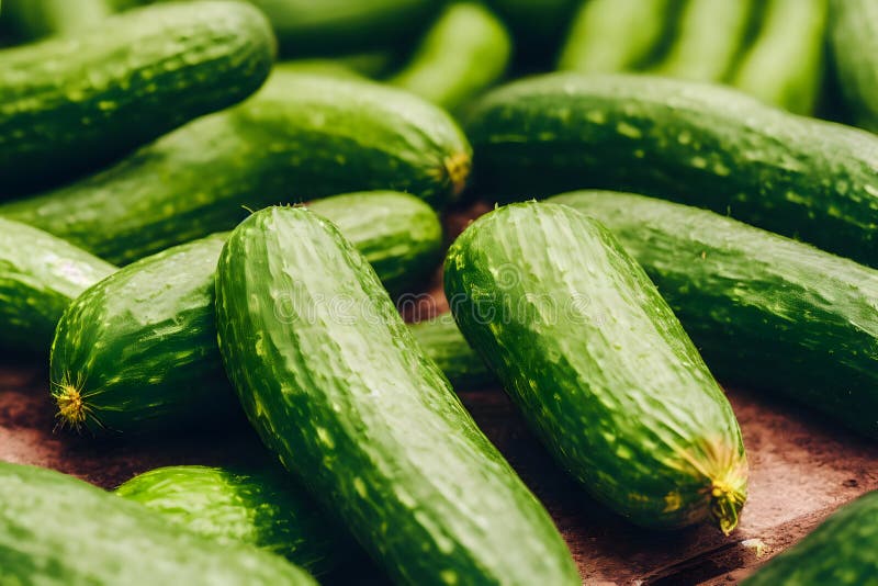 Photo of Green Cucumbers, a Fresh Vegetable, Recently Harvested Stock ...