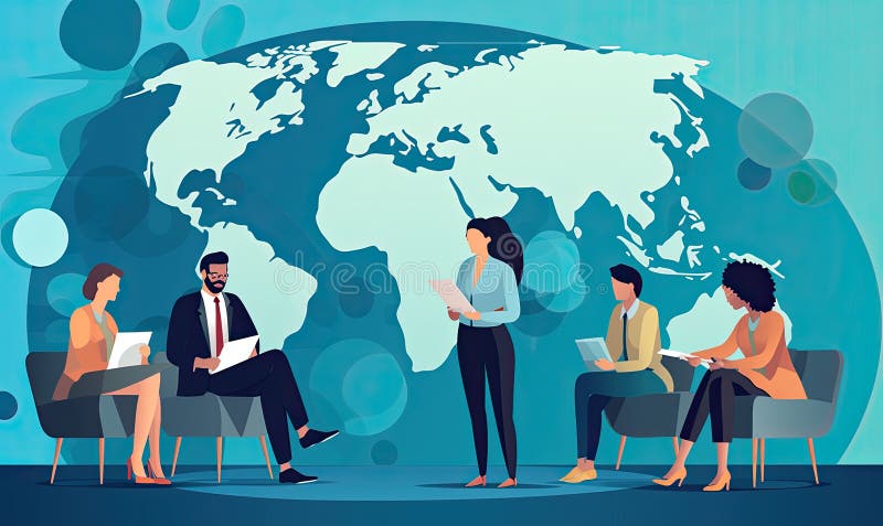 Photo of a Group of People Discussing and Planning on a World Map Stock ...