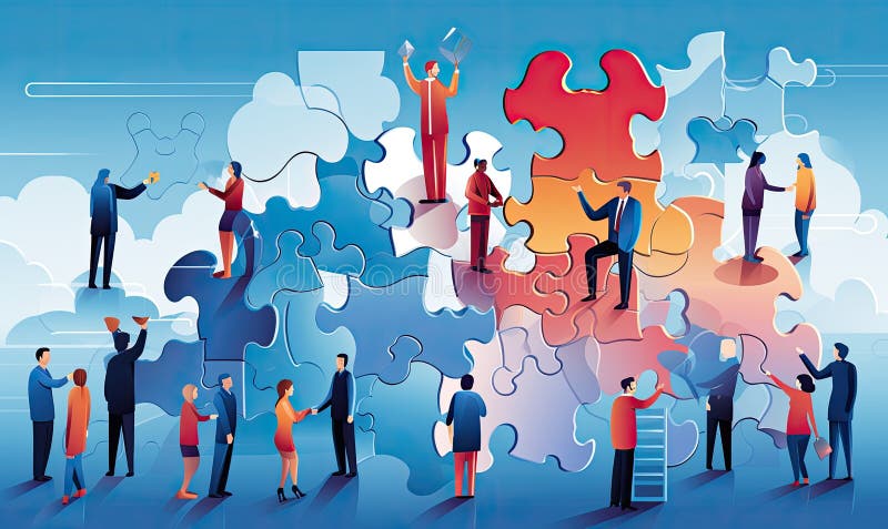 Photo of a Group of People Solving a Challenging Puzzle Together Stock ...