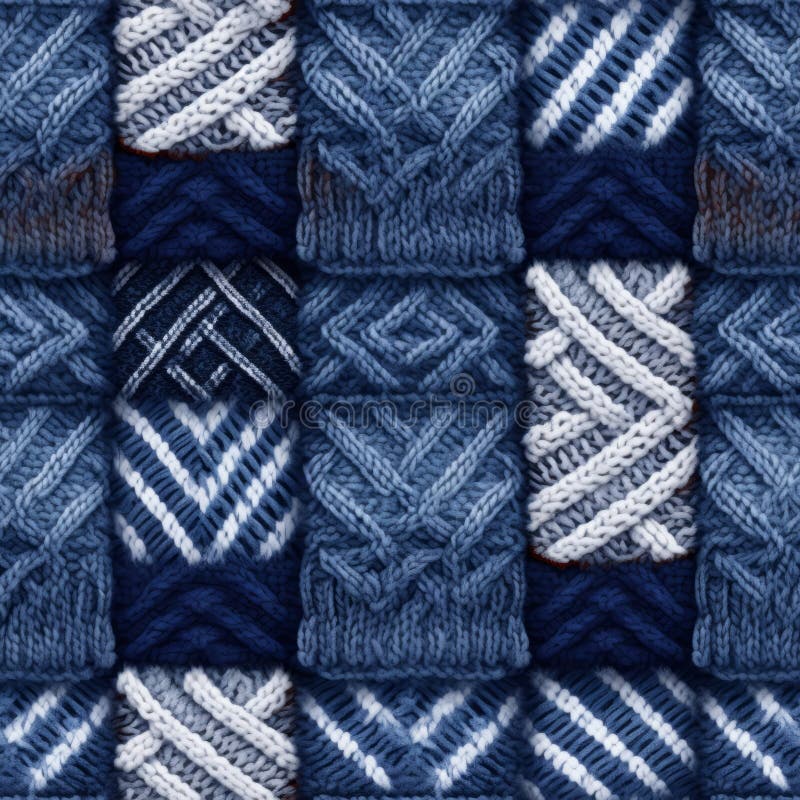 Colorful Knitted Patterns in Digital Collage Style Stock Illustration ...