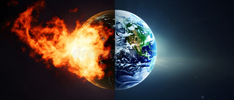 Scorched Earth in the Space Background. Global Warming Consequences ...