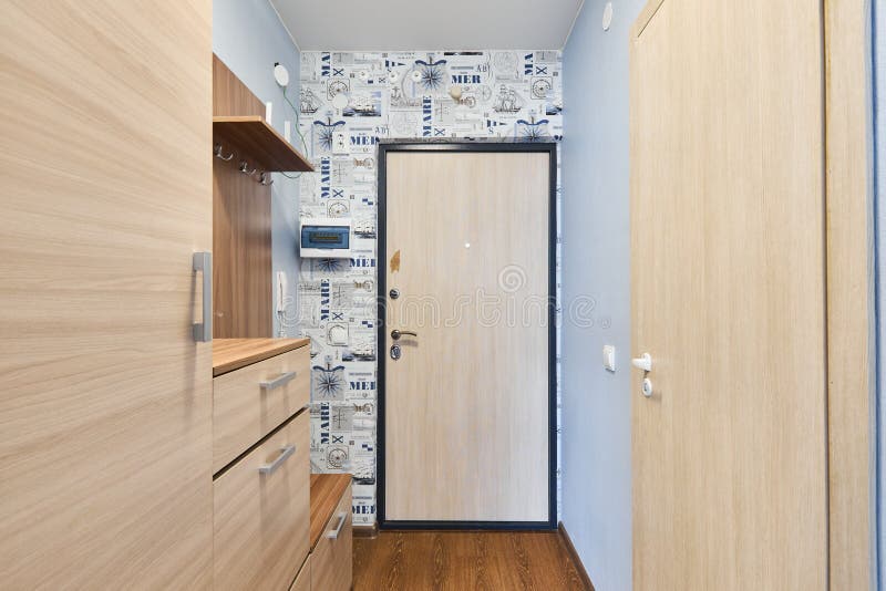 Photo of a Hallway in a Studio Apartment Stock Image - Image of brick ...