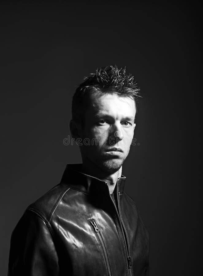 Photo of Handsome Man in Black Leather Jacket. Stock Photo - Image of ...