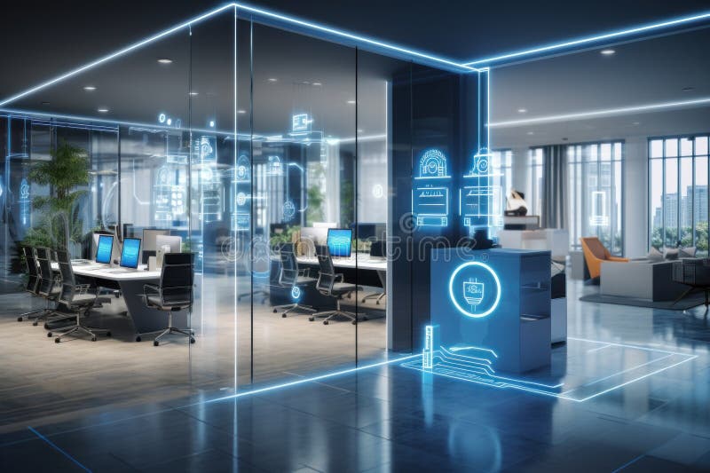 Photo of a High Tech Office Environment with Biometric Access Stock ...