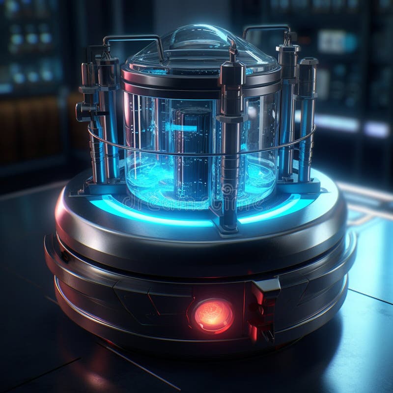 Photo Highttech Plasma Quantum Computer Tube with Glowing Energy Inside ...