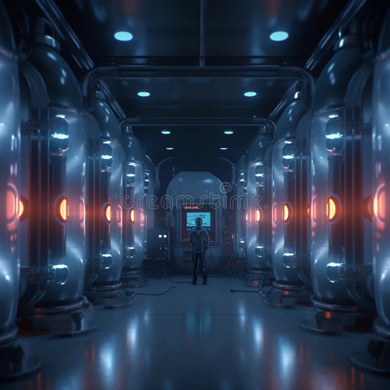 Photo Highttech Plasma Quantum Computer Tube with Glowing Energy Inside ...