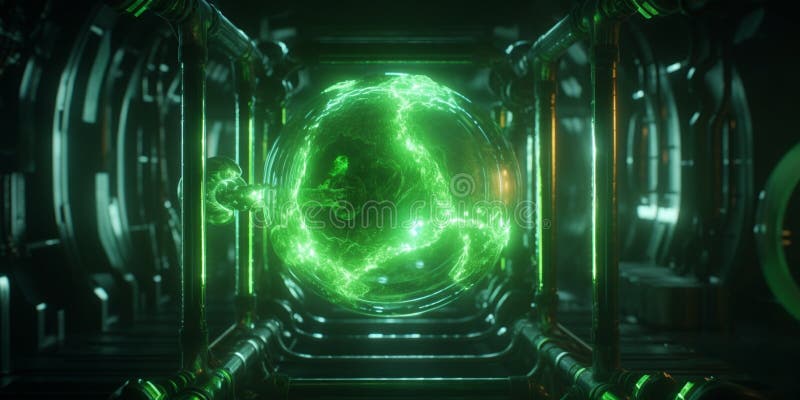 Photo Highttech Plasma Quantum Computer Tube with Glowing Energy Inside ...