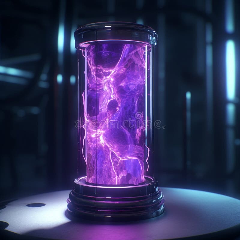 Photo Highttech Plasma Quantum Computer Tube with Glowing Energy Inside ...