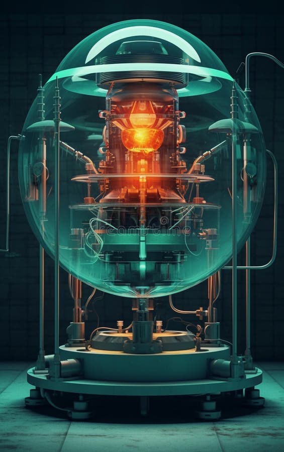 Photo Highttech Plasma Quantum Computer Tube with Glowing Energy Inside ...