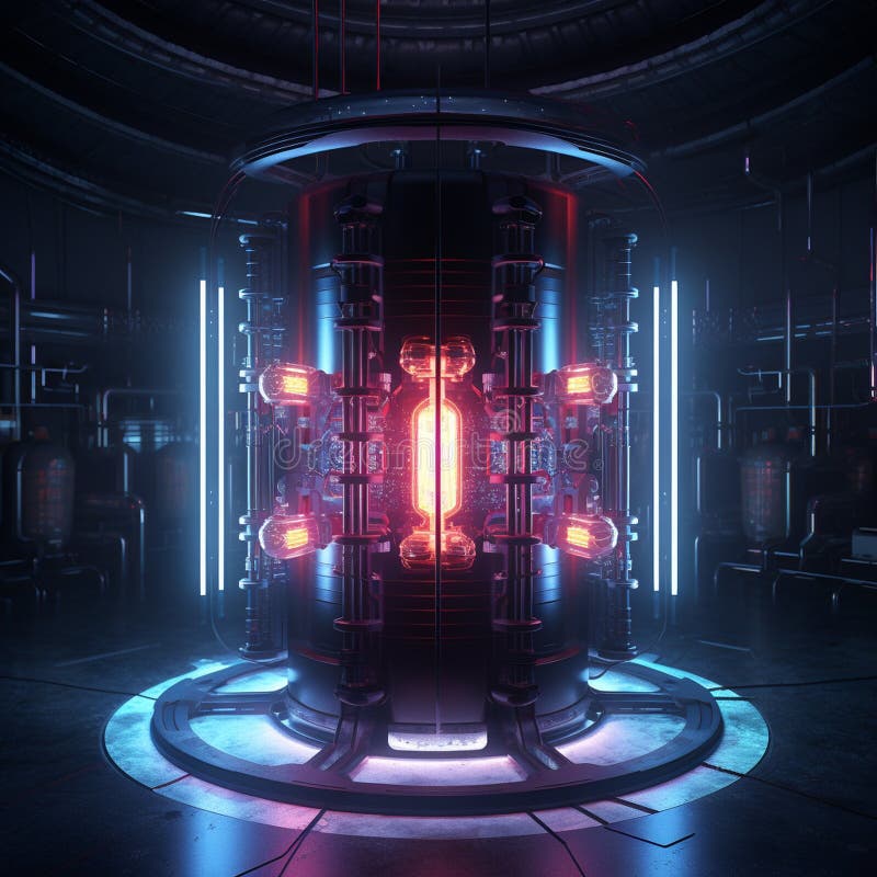 Photo Highttech Plasma Quantum Computer Tube with Glowing Energy Inside ...