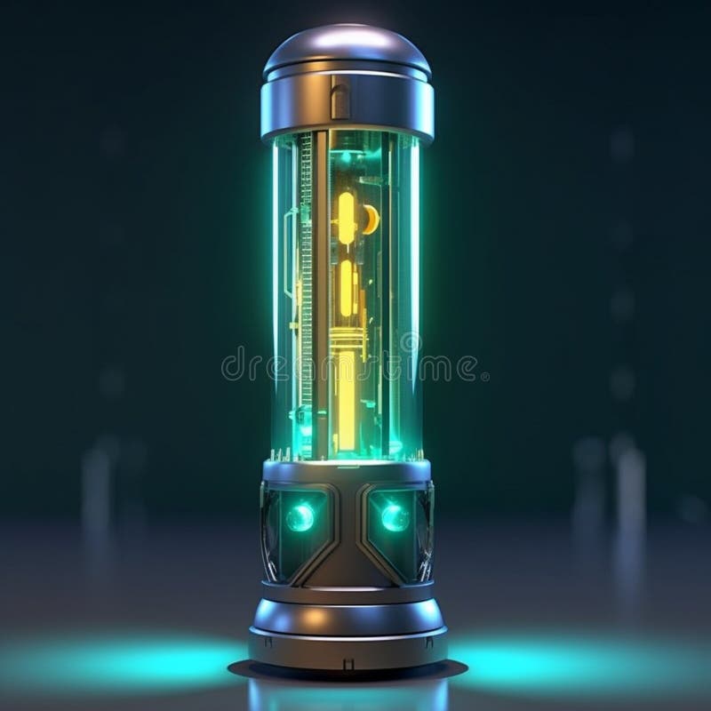 Photo Highttech Plasma Quantum Computer Tube with Glowing Energy Inside ...